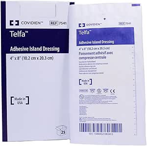 Telfa Adhesive Island Wound Dressing 4" x 8" - Box of 25 : Amazon.ca: Health & Personal Care