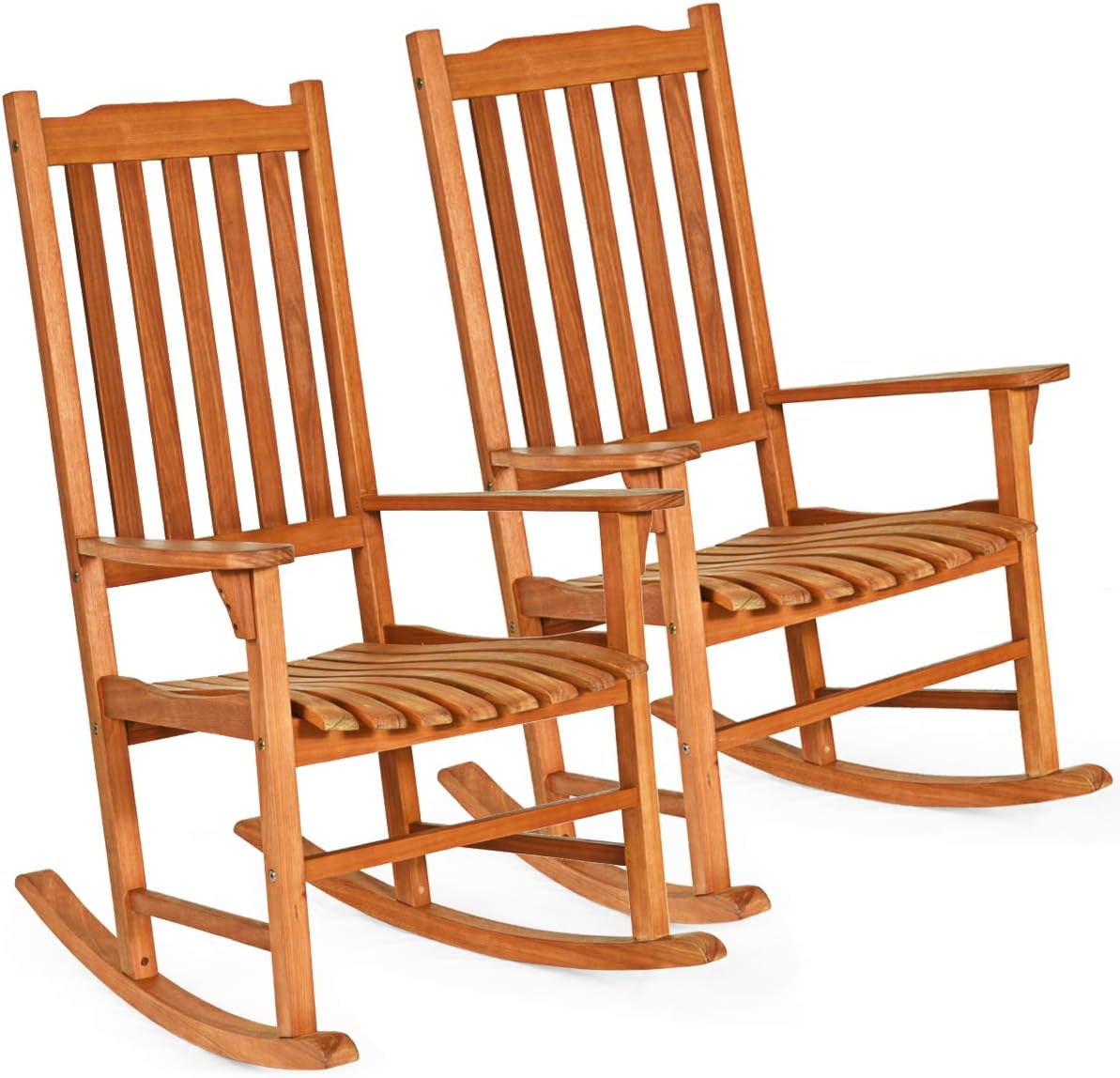 Giantex Set of 2 Porch Rocking Chair, Solid Wood Rocker for Outdoor ...