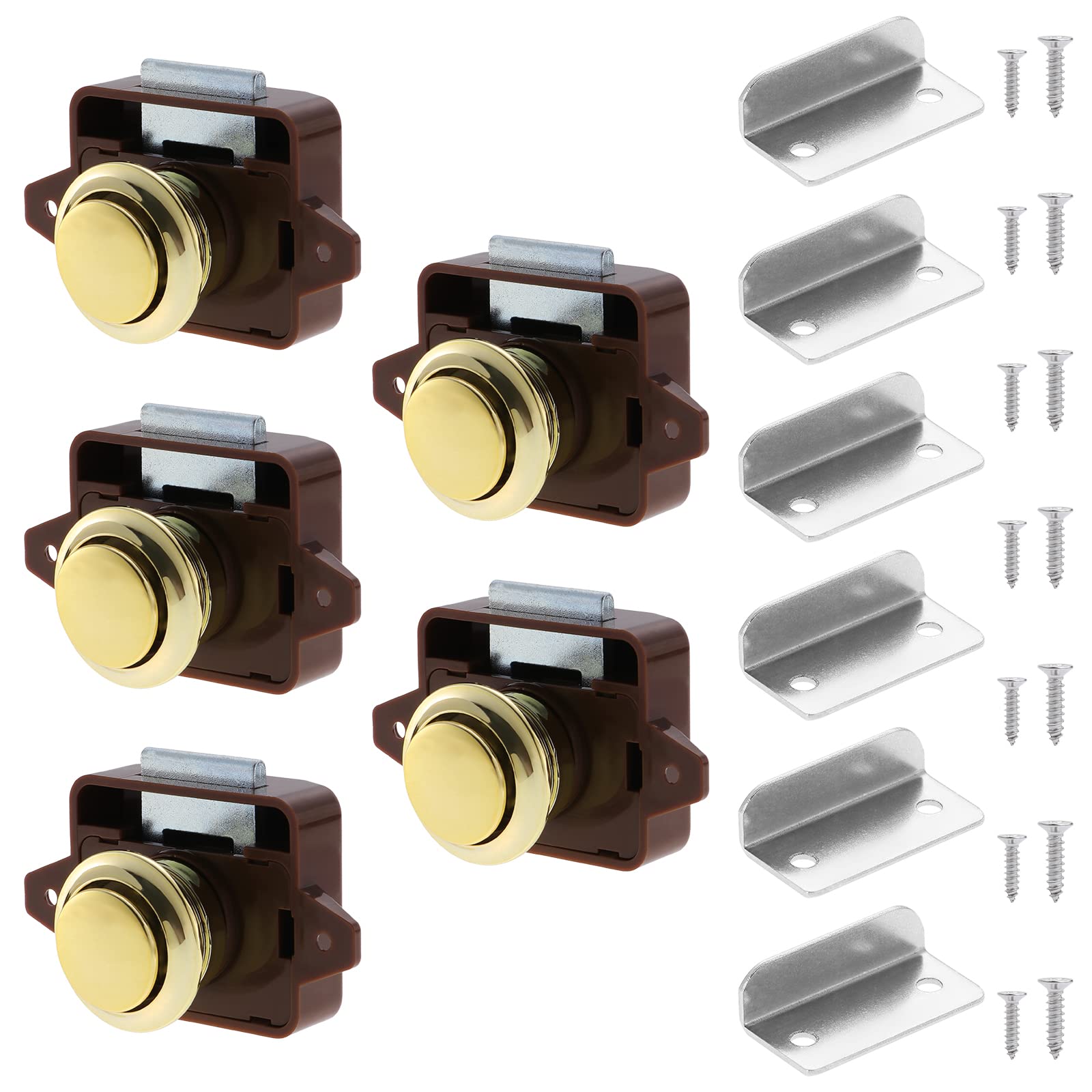 HSEAMALL 5PCS Push Button Latch Locks, Cabinet Drawer Catch Locks ...
