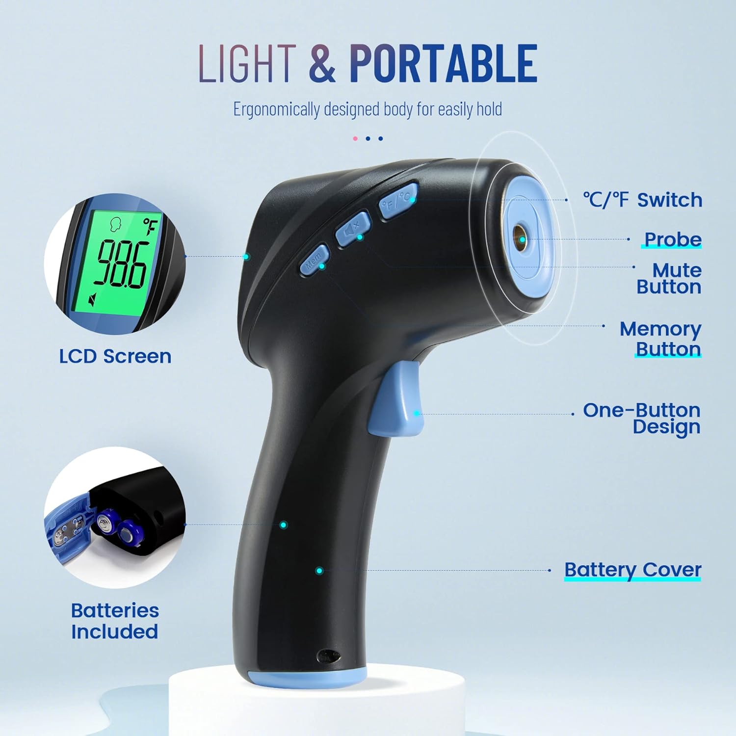 Touchless Thermometer For Adults Digital Infrared Thermometer Gun Forehead And Object 2 In 1