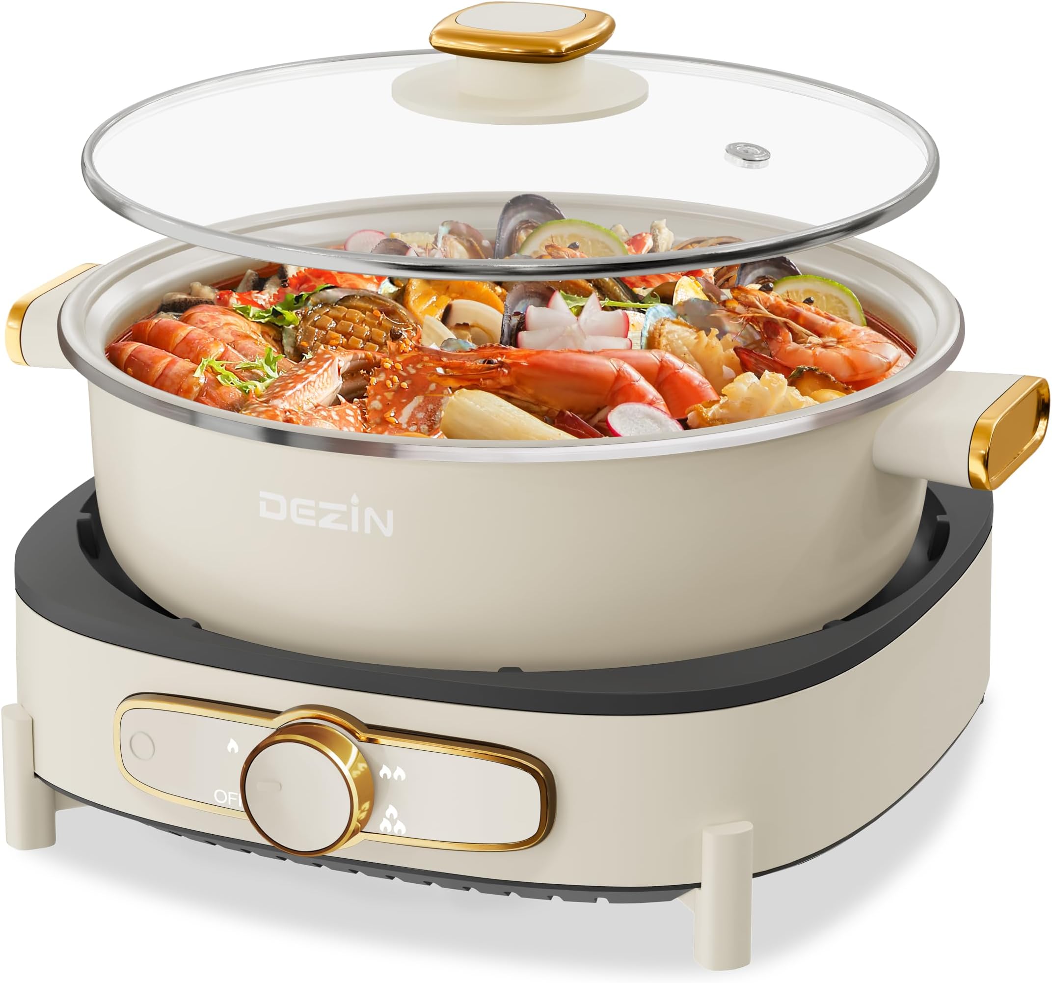 Amazon.com: Dezin Hot Pot Electric with Divider, 5.5L Double-Flavor ...