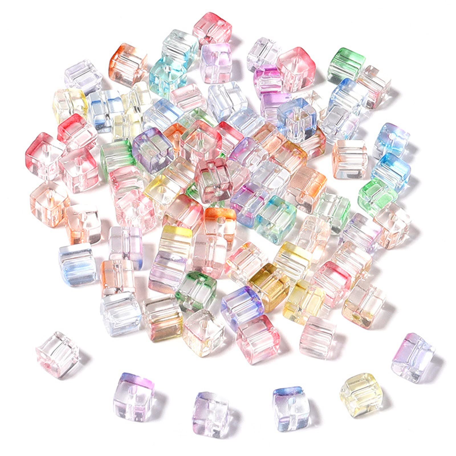 Clear Square Beads 100 Clear Transparent Acrylic Square 2 Hole Beads