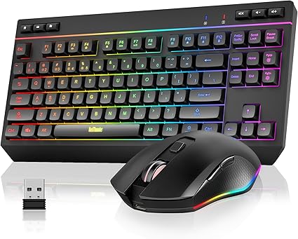 Amazon.com: RedThunder K20 TKL Wireless Keyboard and Mouse Combo, Adjustable RGB Backlit ...
