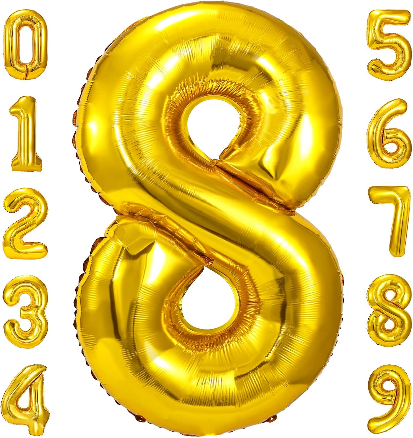 Amazon.com: 40 Inch Giant Gold Number 8 Balloon, Helium Mylar Foil ...