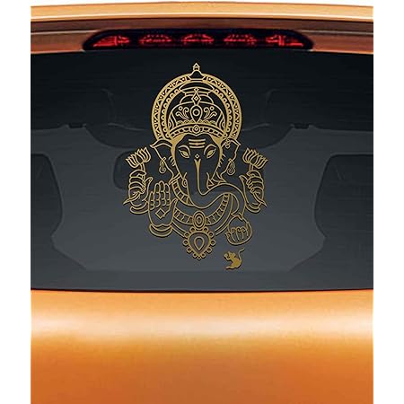 WallDesign Graphics for Cars Ganesha Head Gold Colour Reflective ...
