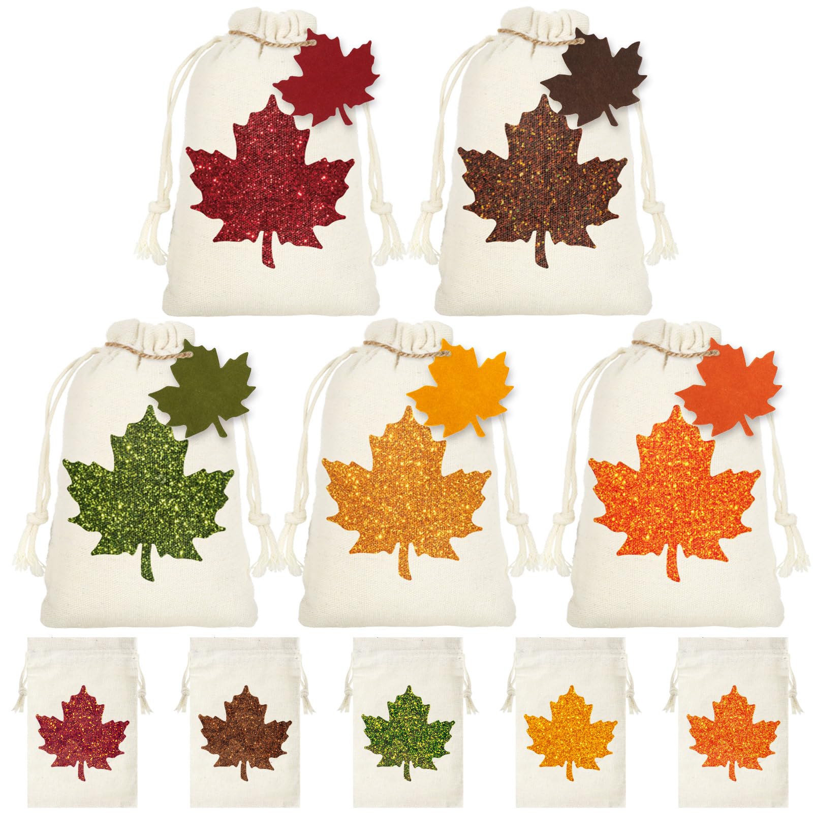 Amazon.com: Whaline 20 Pcs Fall maple Burlap Bags 4 x 6 Inch Colorful ...