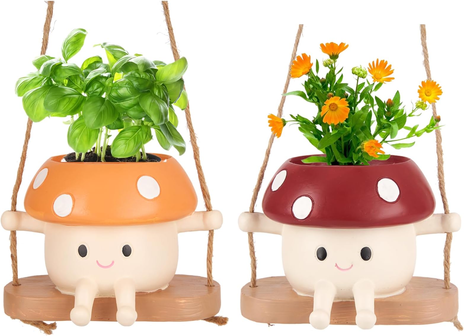 Amazon.com: Fungi Fun Mushroom Swing Face Planter Pot, Hanging Ceramic ...