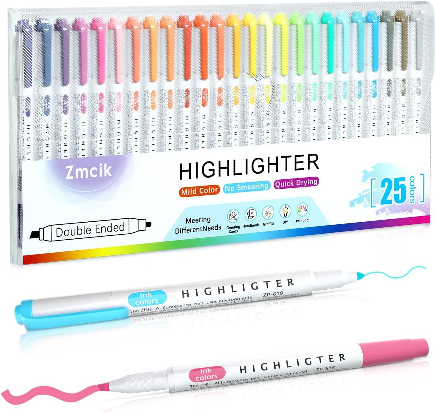 Amazon.com : GOTIDEAL Aesthetic Cute Pastel Highlighters set, Dual tip ...