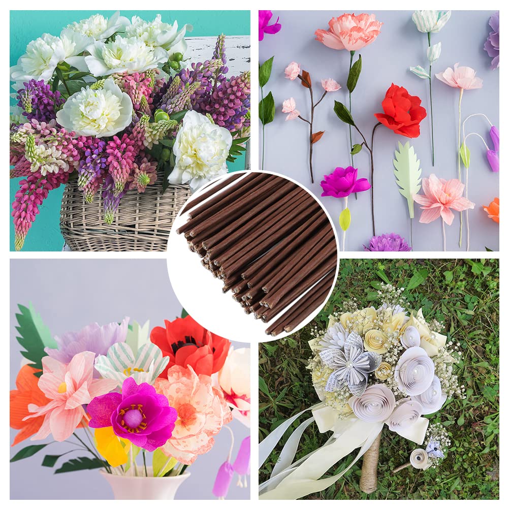 Snapklik.com : 60 Pack Floral Stems Wire For Paper Flower 2 Gauge Brown ...