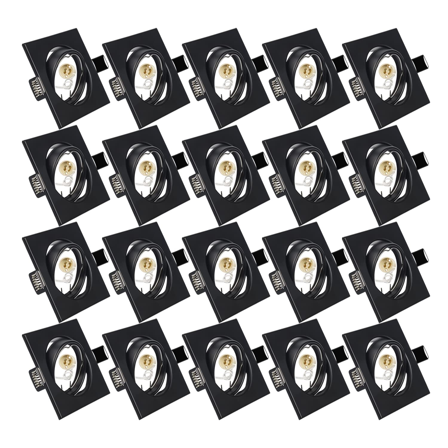 20x Modern GU10 Downlights for Ceiling, Square Matt Black Metal Frame ...