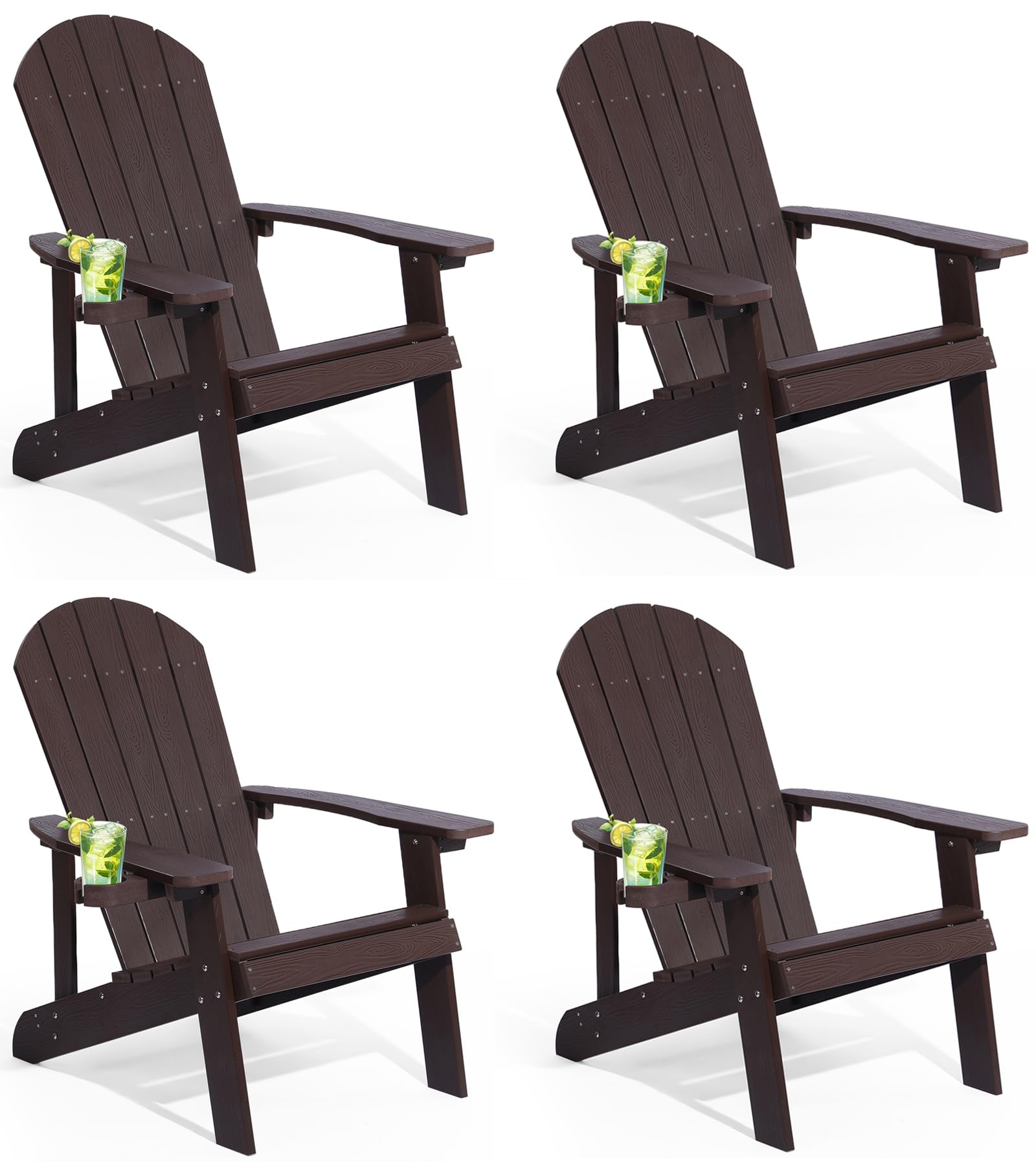 Amazon.com: hOmeQomi Adirondack Chairs Set of 4, All Weather Resistant ...