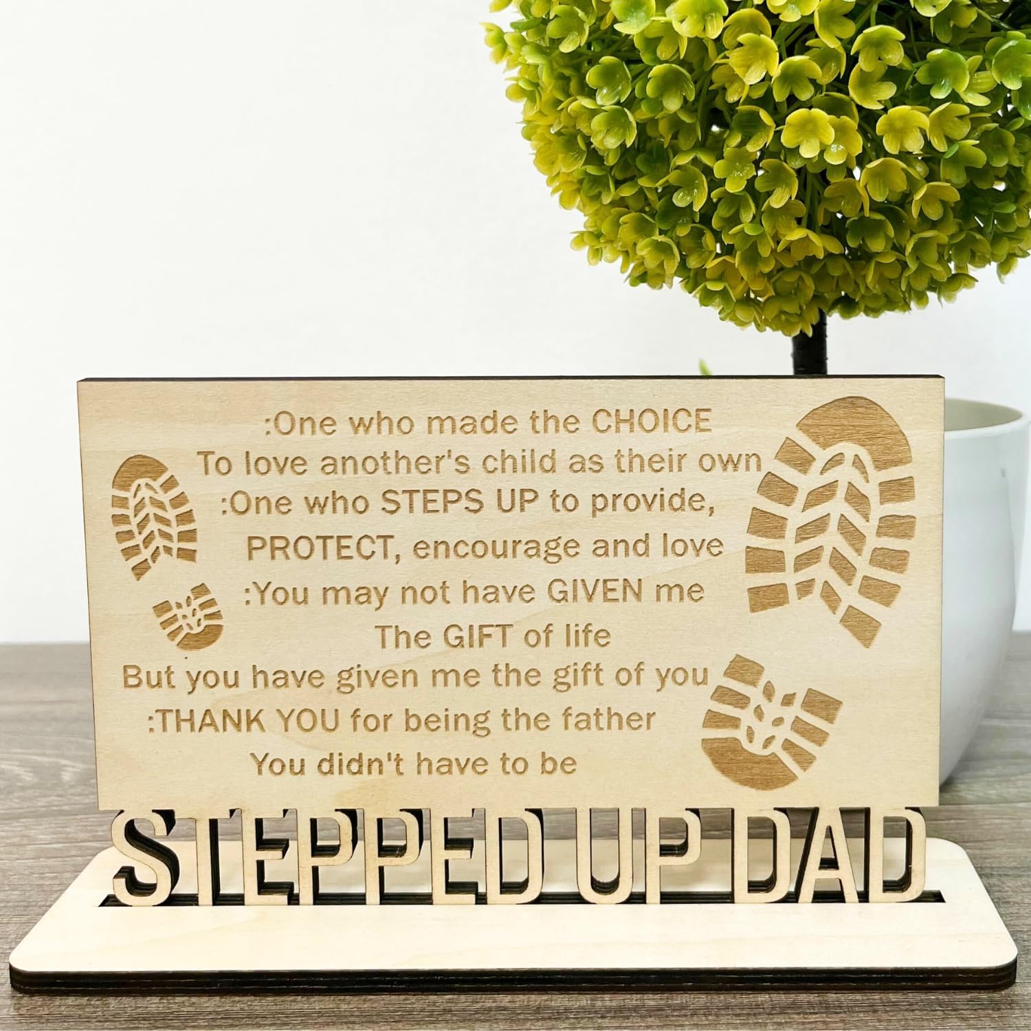 Amazon.com: Gift for Stepped Up Dad, Wooden Heart Tabletop Decor, Heart ...