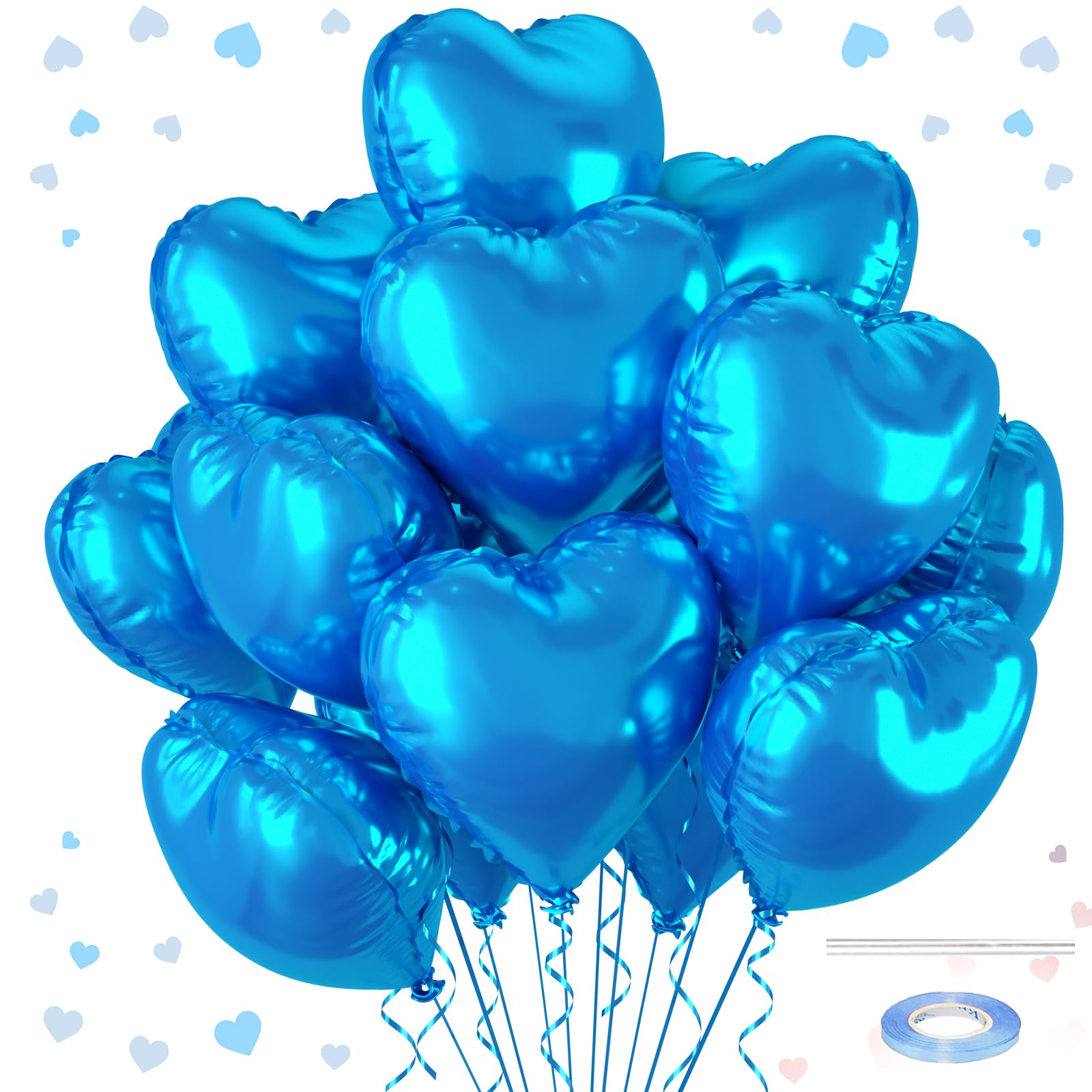 Amazon.com: 12 Pcs Heart Balloons, 18 inch Blue Heart Shaped Balloons ...