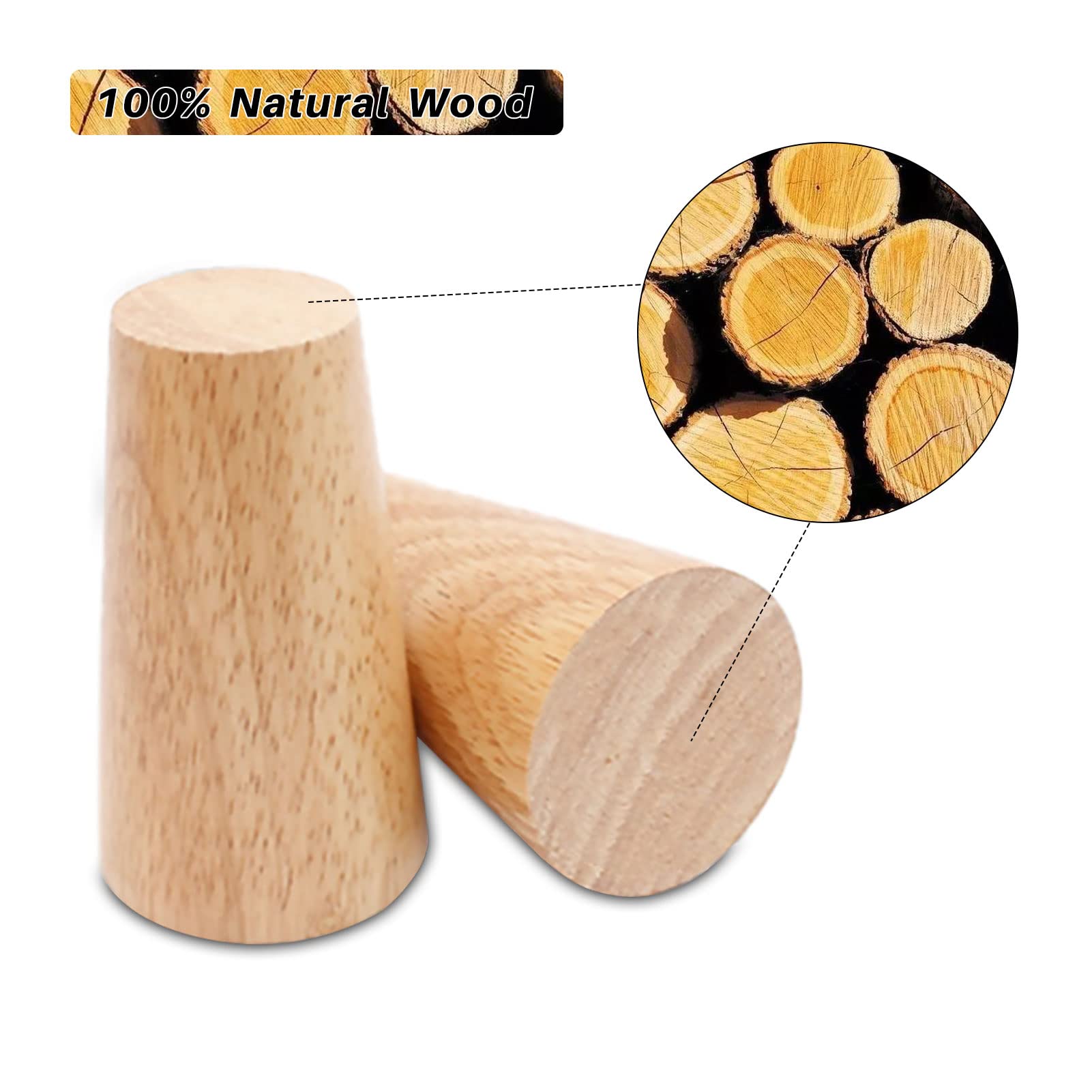 Pack of 4 Wooden Table Legs, Solid Wood Conical Replacement Furniture ...