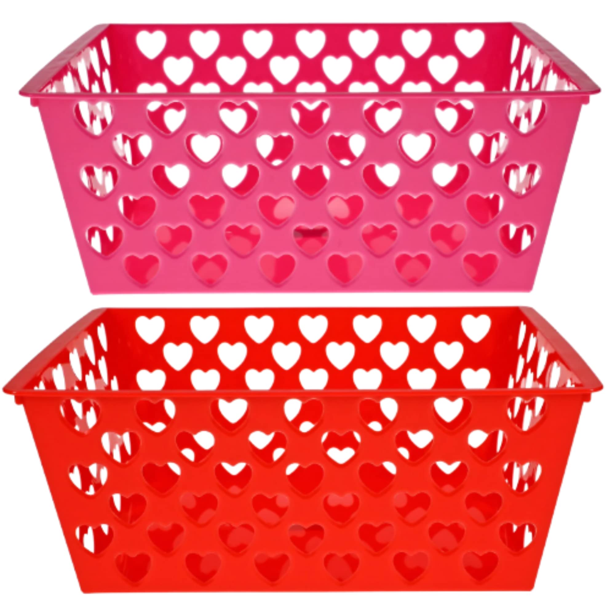 Amazon.com: KRE Rectangular Valentine's Day Heart Baskets 11 x 7.91 x 4 ...