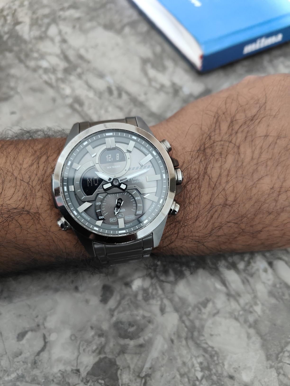 Casio Edifice ECB-30DC-1BDF Gray Analog-Digital Dial Gray Resin Strap Men's Watch Smartphone ...