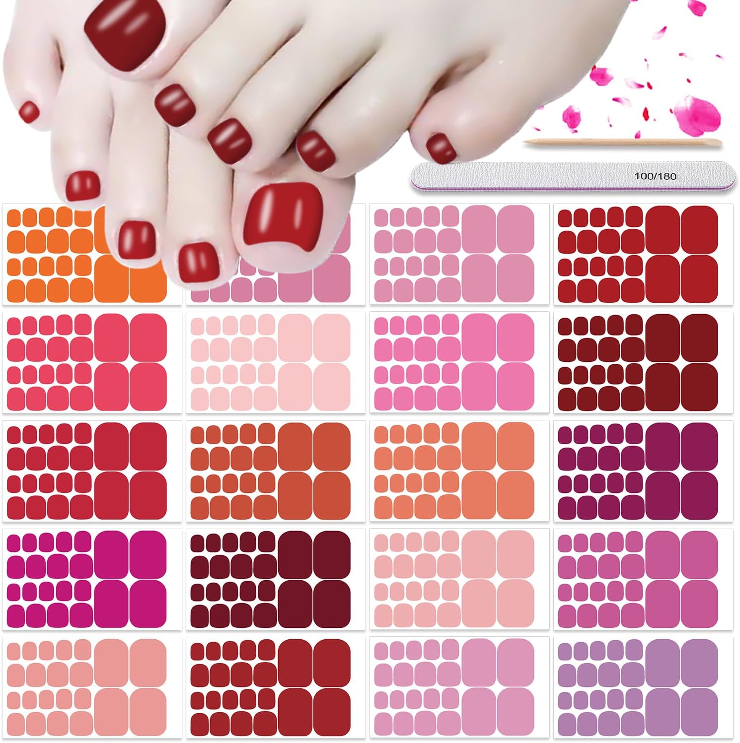 Amazon.com: 264 Pieces 12 Sheets Full Wraps Toenail Polish Stickers ...