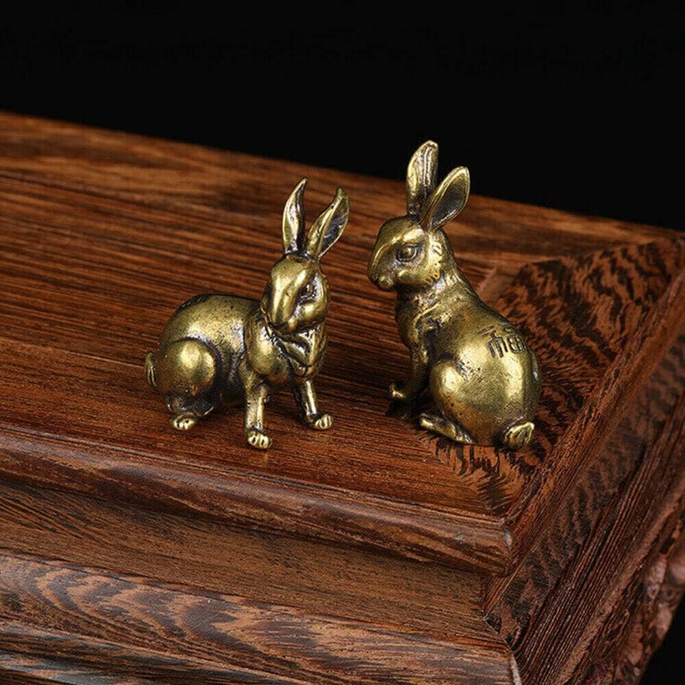 Amazon.com: Acxico 1 Pair Brass Rabbit Figurine Small Rabbit Statue ...