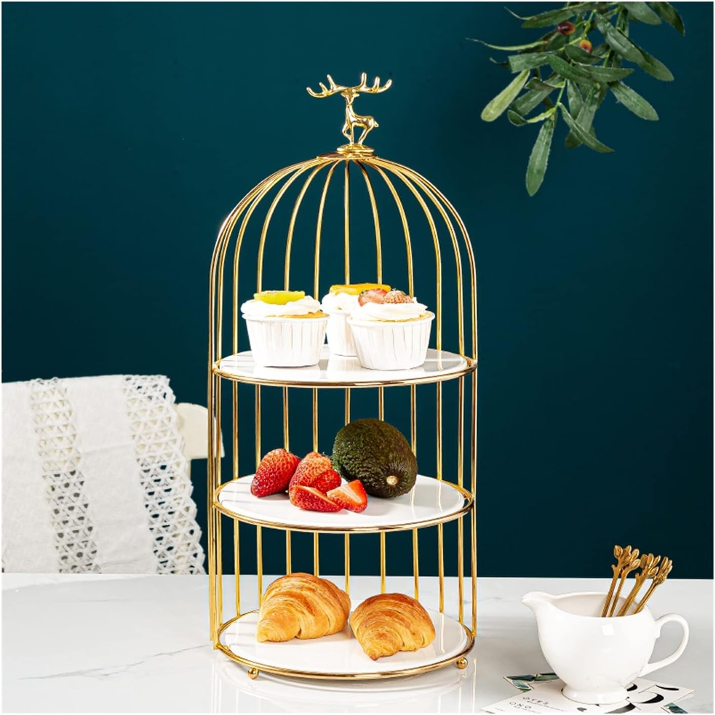 Amazon.com | RHRYTCH Cake Stand 3-Tier Cake Stand Ceramic Cake Tray ...