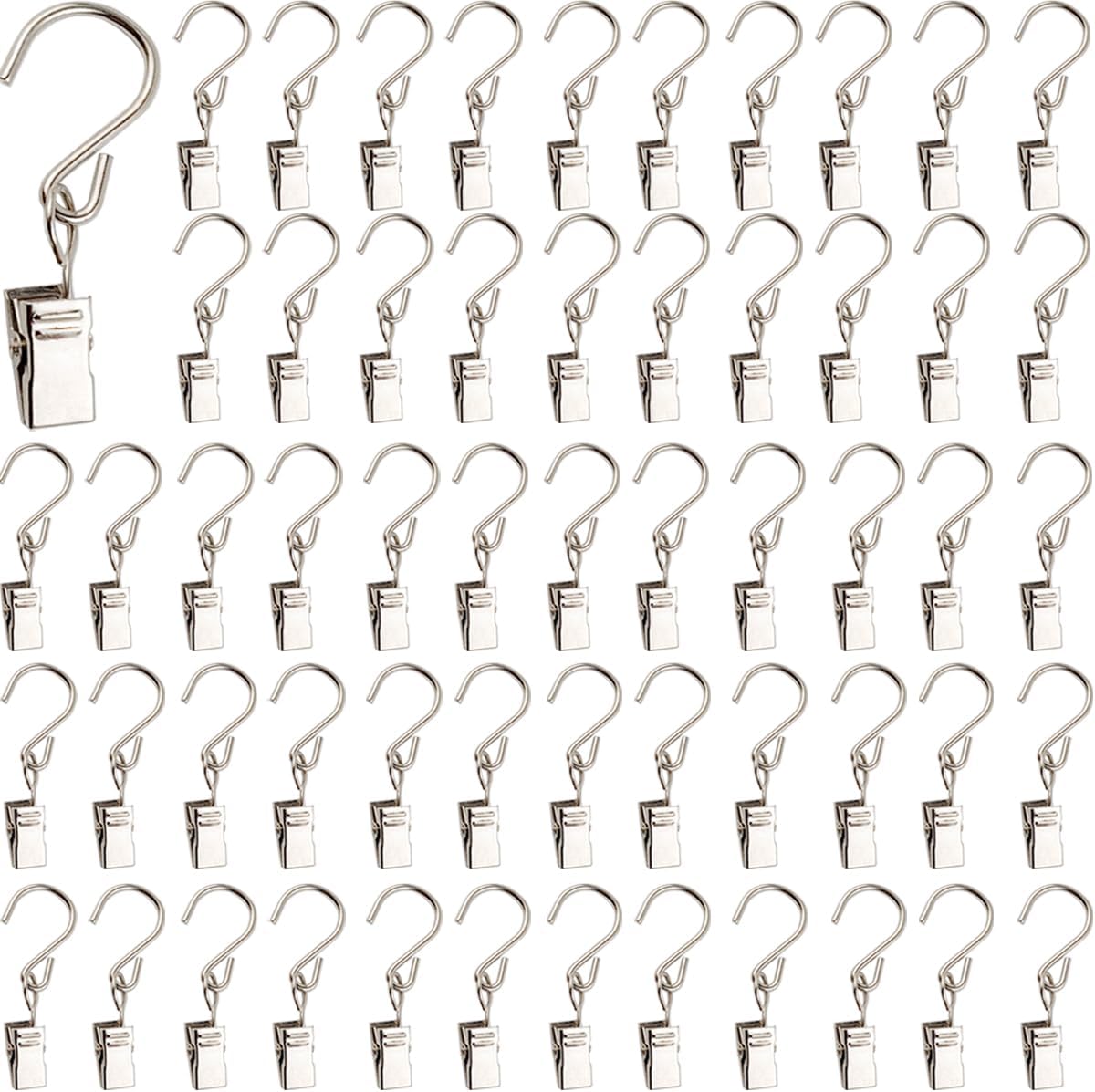 Amazon.com: RONYOUNG 50PCS Stainless Steel S Hooks Curtain Clips ...
