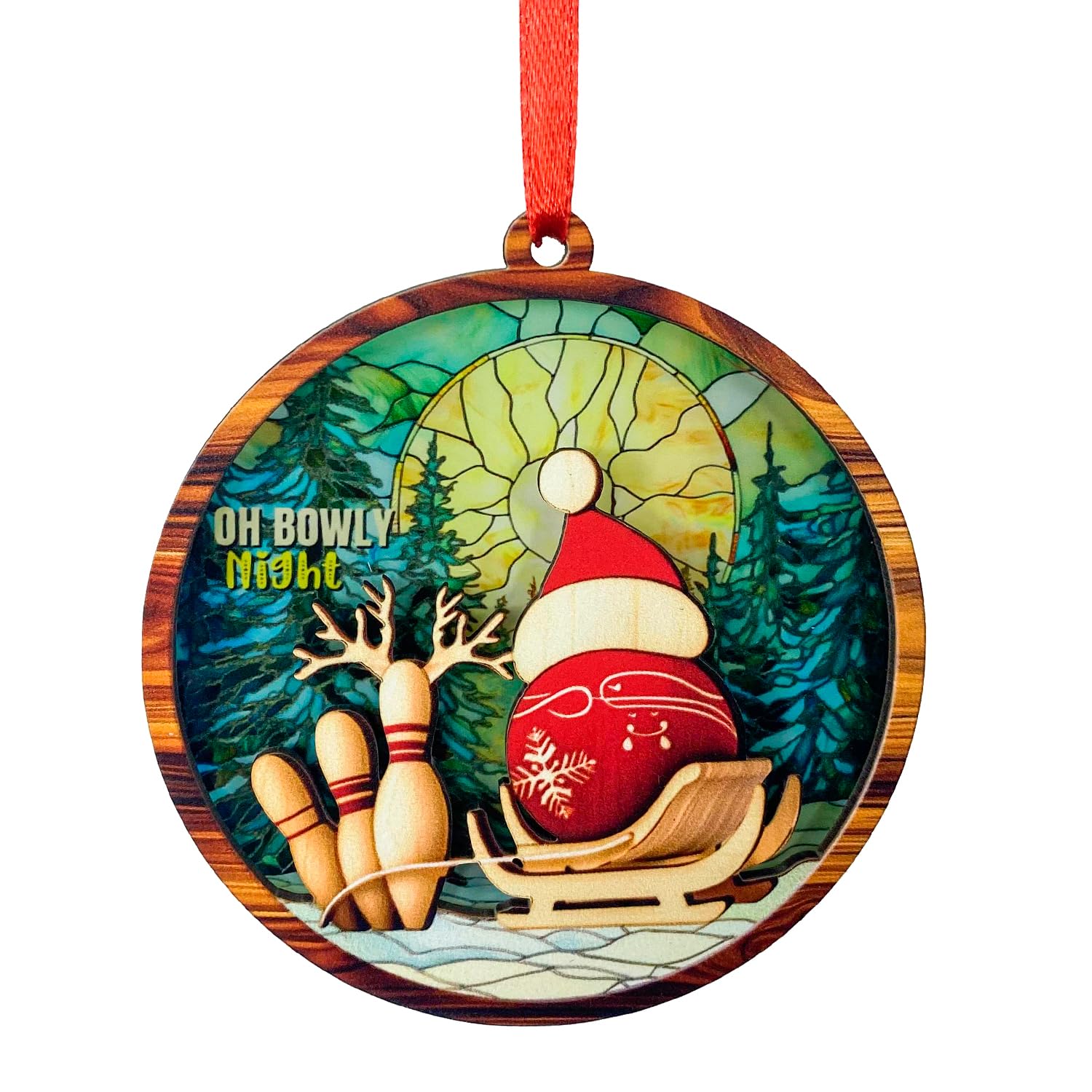 Amazon.com: Bowling Christmas Ornament - 2 Layer Wood & Acrylic ...