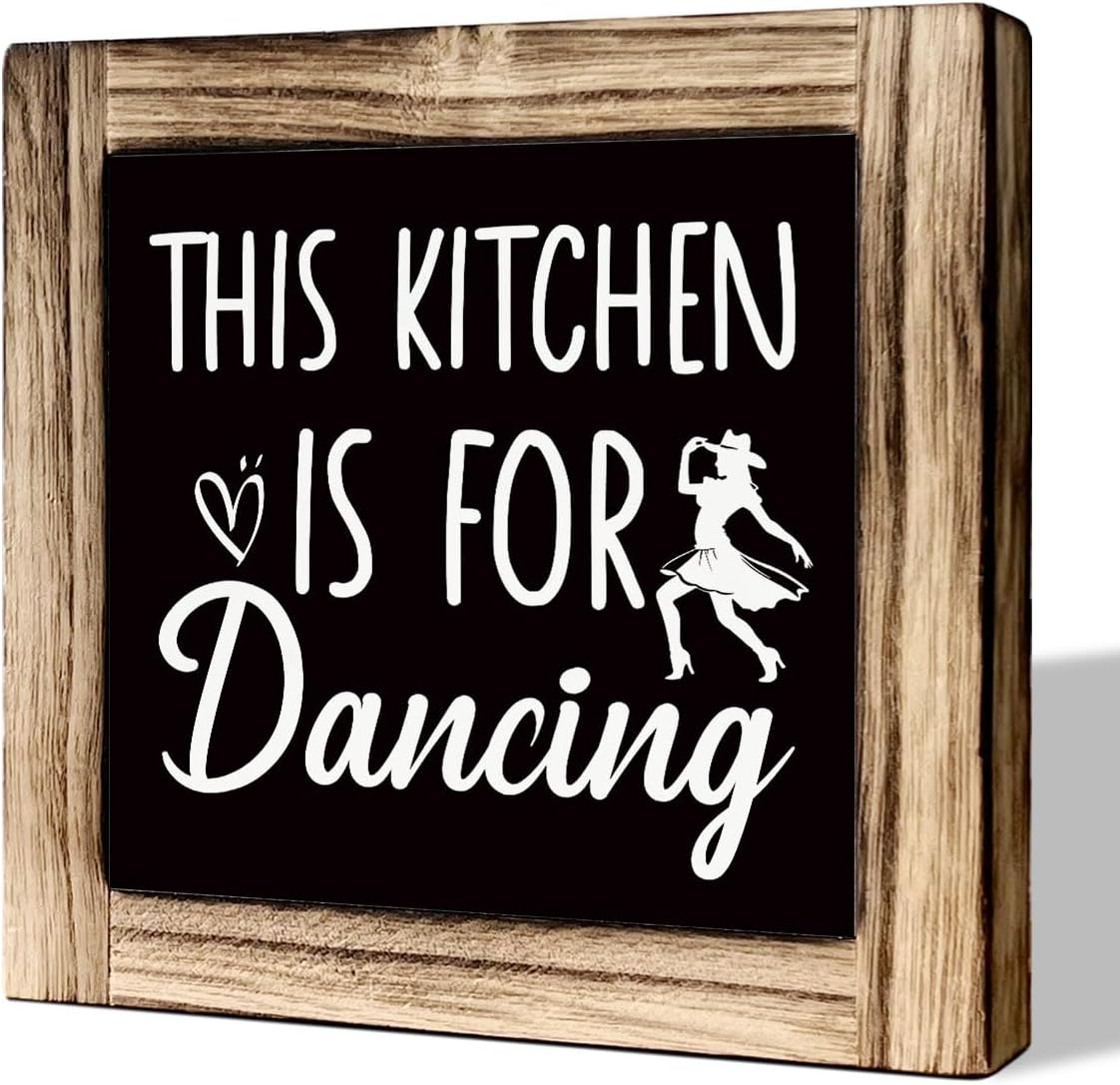 Amazon.com: This Kitchen Is for Dancing - Rustic Wooden Tabletop Sign ...