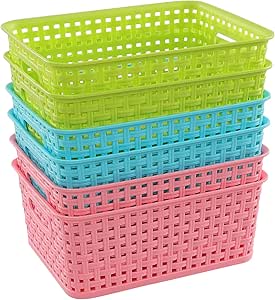 Amazon.com: DynkoNA Plastic Weave Storage Basket, 6 Pack Small Plastic ...