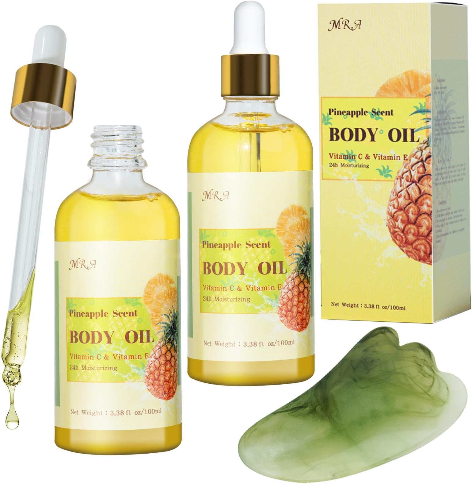 Amazon.com : MR.A 2 Pack Pineapple Juice Scented Body Oil, Vitamin E Hydrating Body Oil with ...