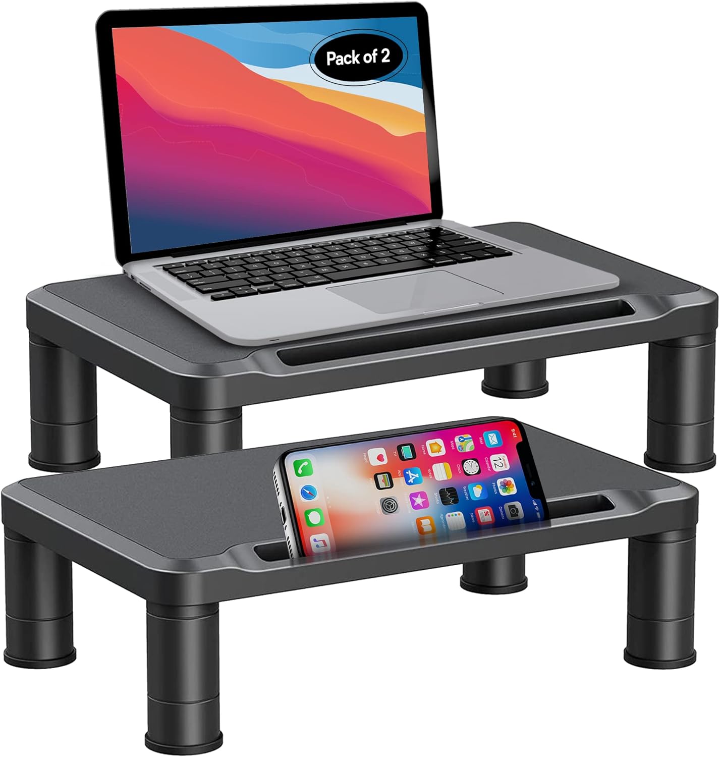 Amazon.com: Halter's Adjustable Monitor Stand Riser Stackable Monitor ...