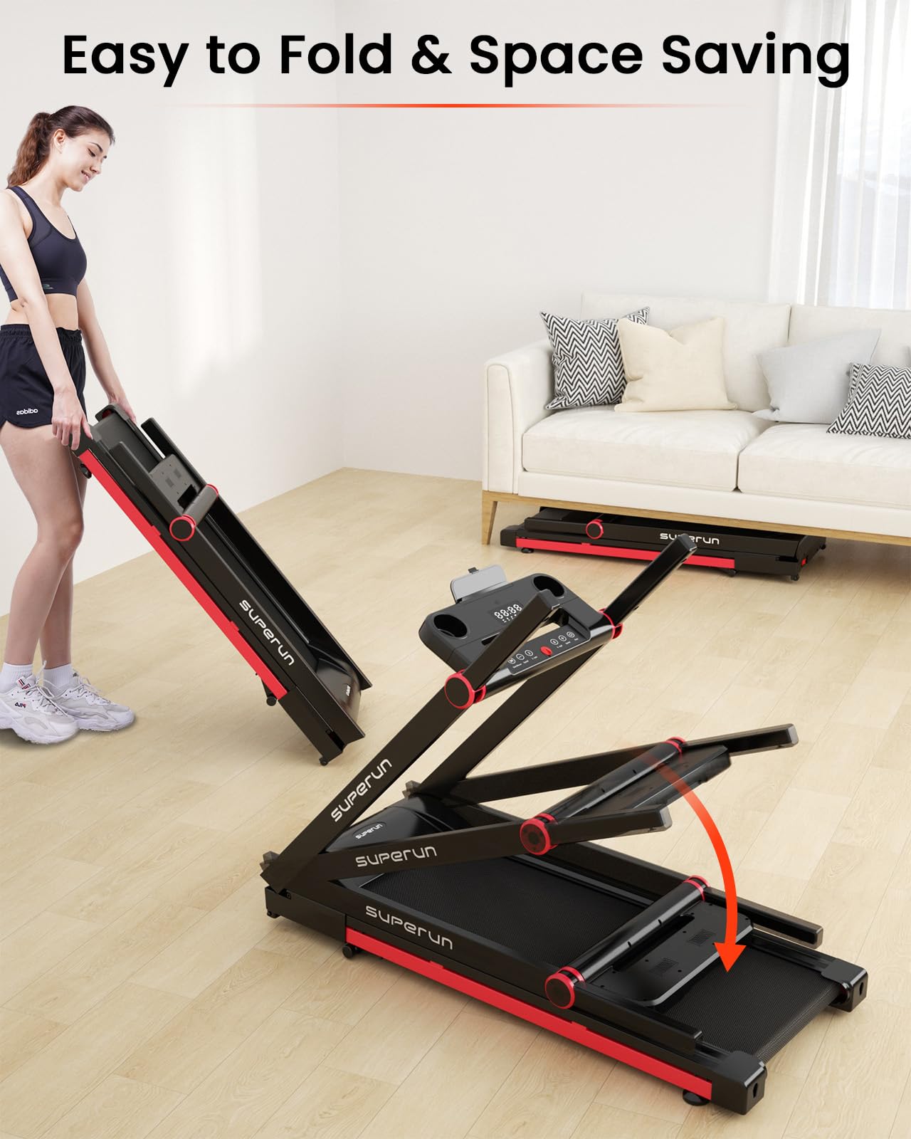 Snapklik.com : SupeRun Folding Treadmill, 3HP Treadmills For Home
