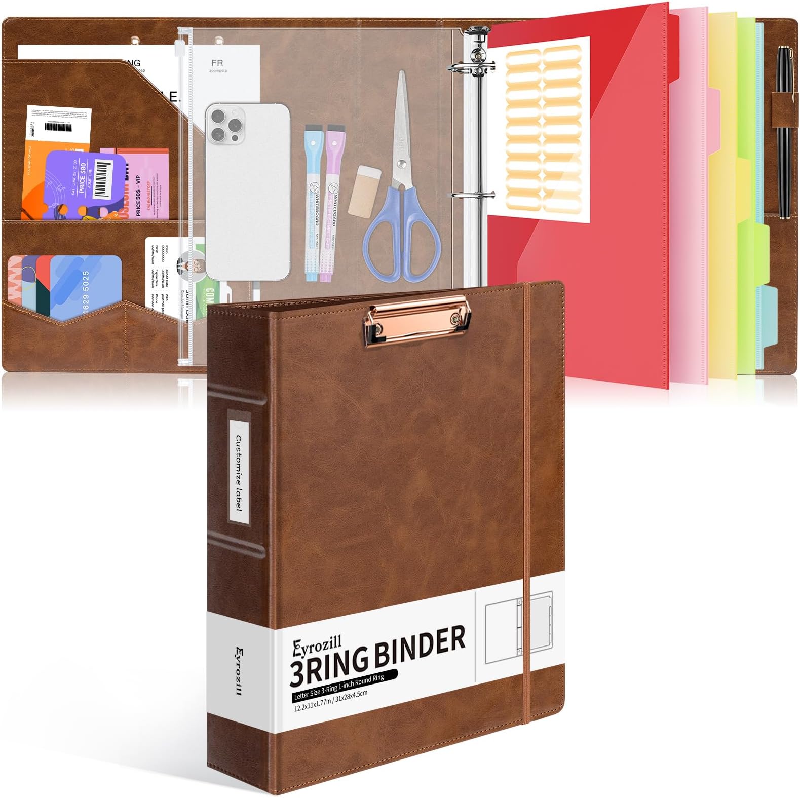 Amazon.com : Eyrozill Professional Leather Binder Portfolio with ...