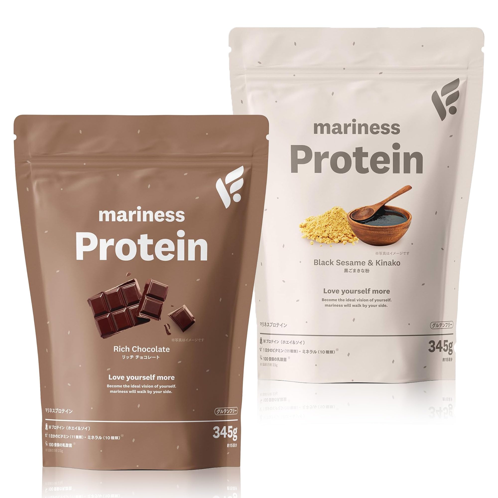 Amazon | 【mariness】マリネスプロテイン2個セット：リッチチョコレート×黒ごまきな粉 | MARINESS | マルチプロテイン
