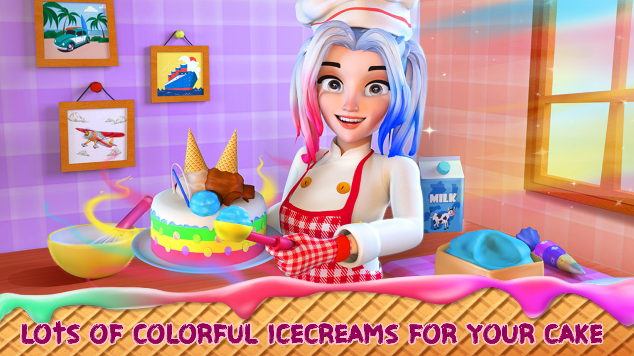 Unicorn Ice Cream Cake Shop - Bake, Decorate & Serve Sweet Cake & Candy ...