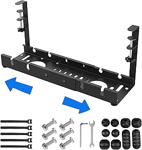 Home Korner No Drilling Extendable Under Desk Cable Management Tray |21 ...