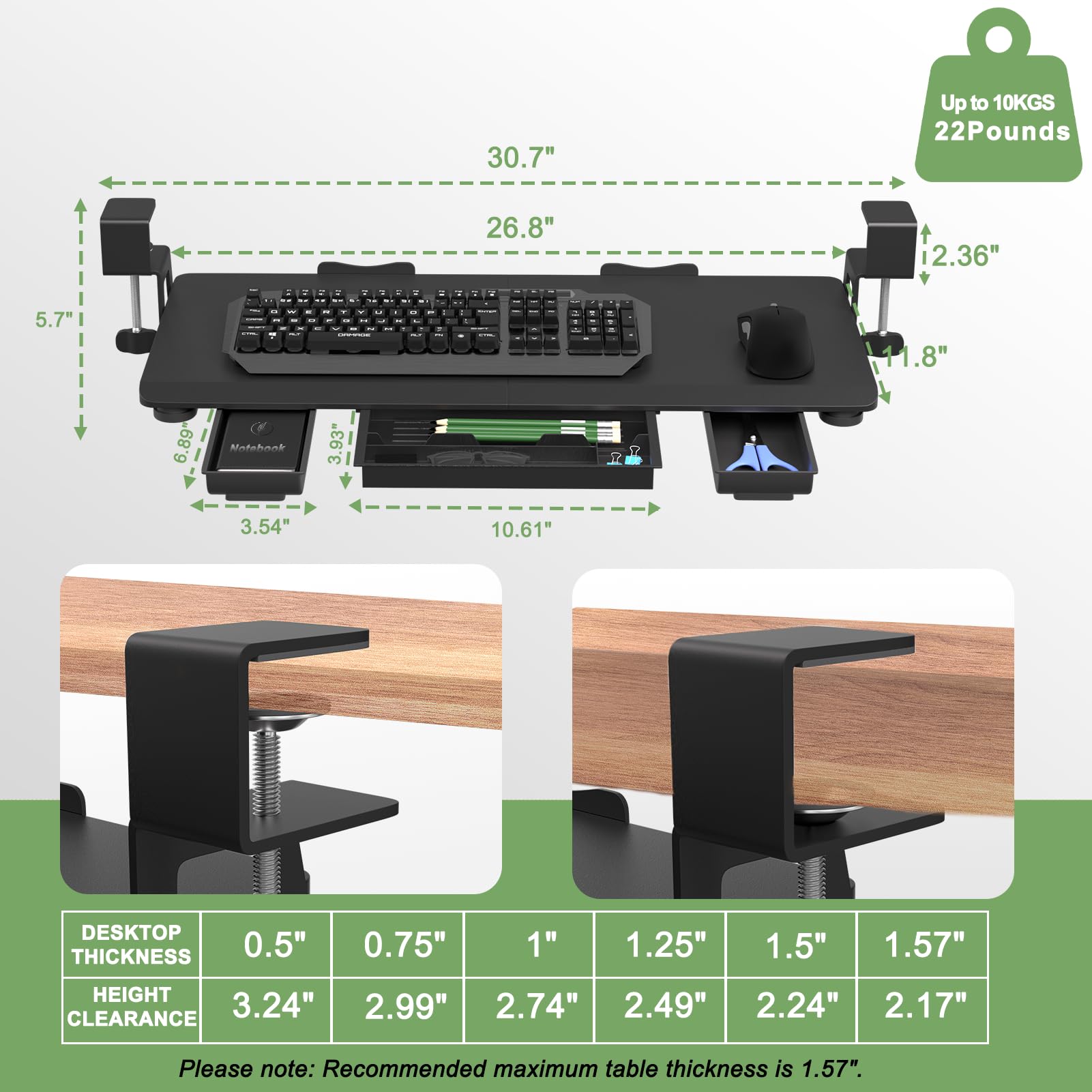 Snapklik.com : Keyboard Tray Under Desk Slide Out