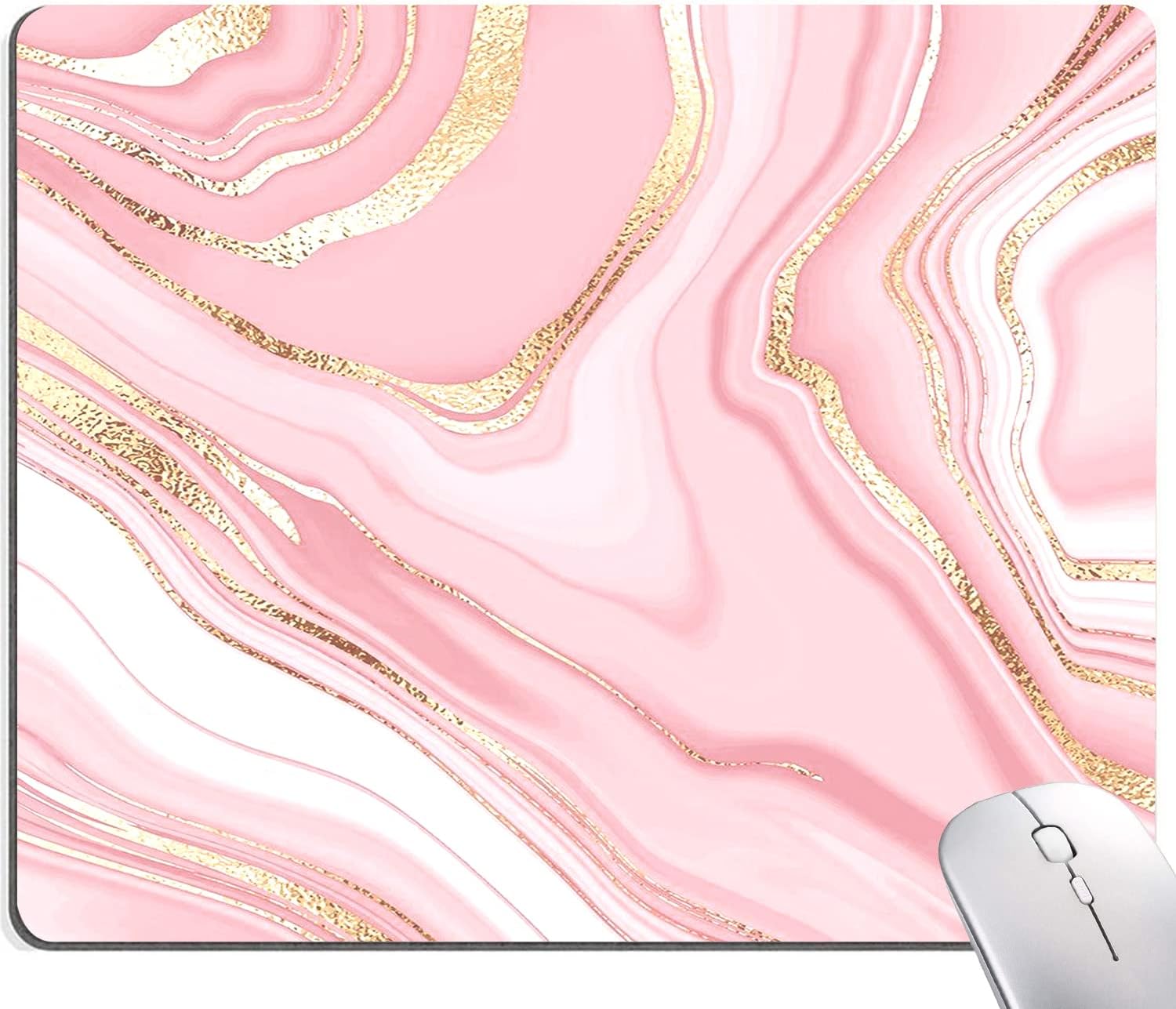 Amazon.com: Hokafenle Mouse Pad Marble, Pink Gold Marble Mouse Pad for ...