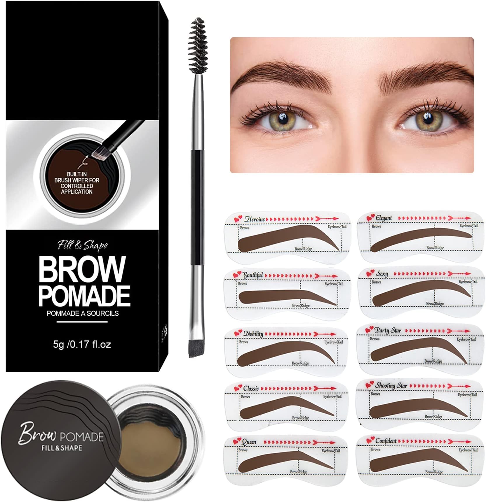 Amazon.com : Eyebrow Stamp, Eyebrow Stencil Kit and Eyebrow Brushes ...