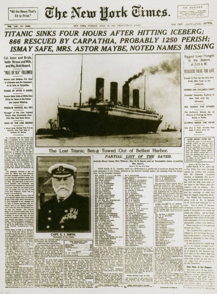 Science Source – NY Times Sinking of the Titanic 1912 Fine Art Print ...
