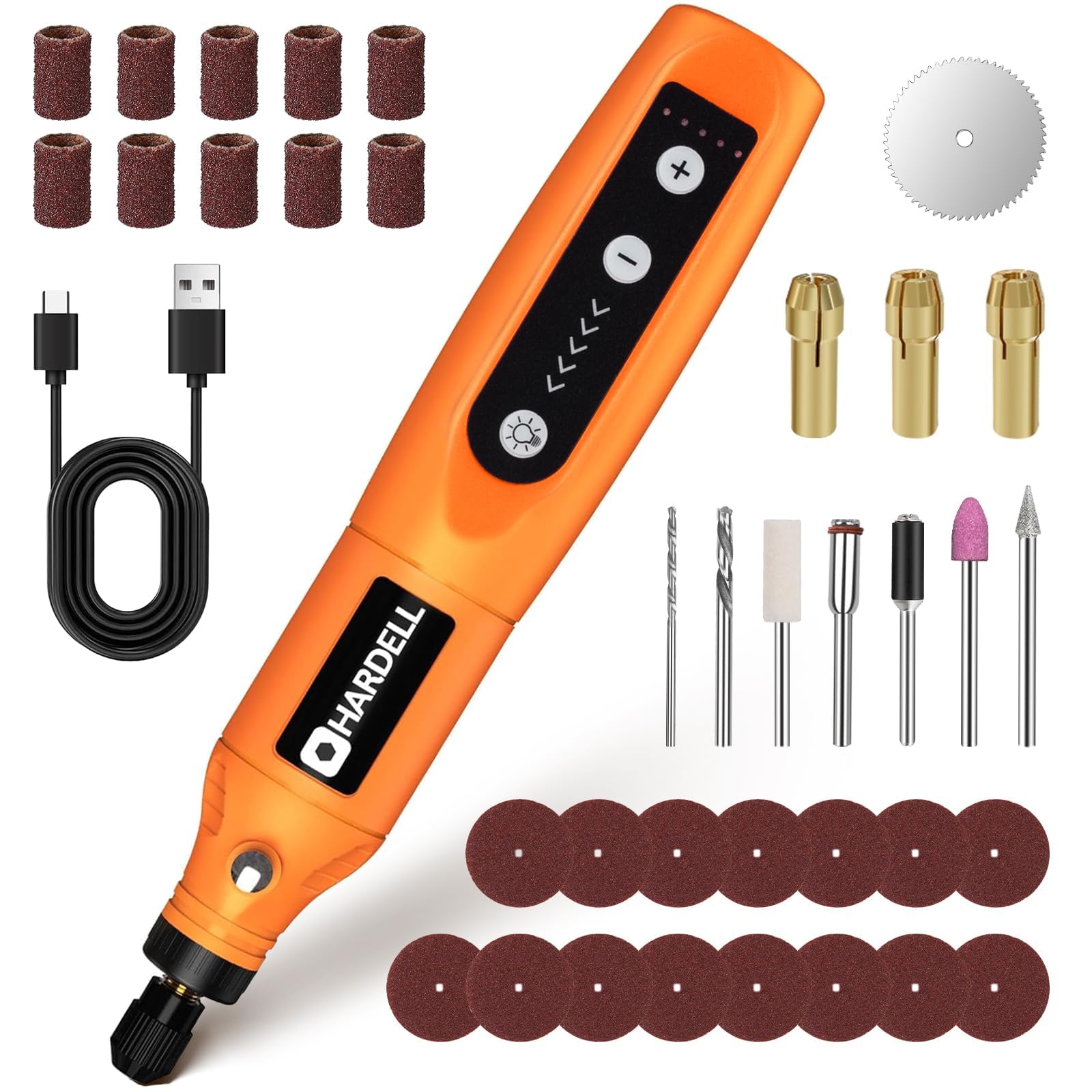 HARDELL Mini Cordless Rotary Tool 3.7V, 5-Speed and USB Charging with ...