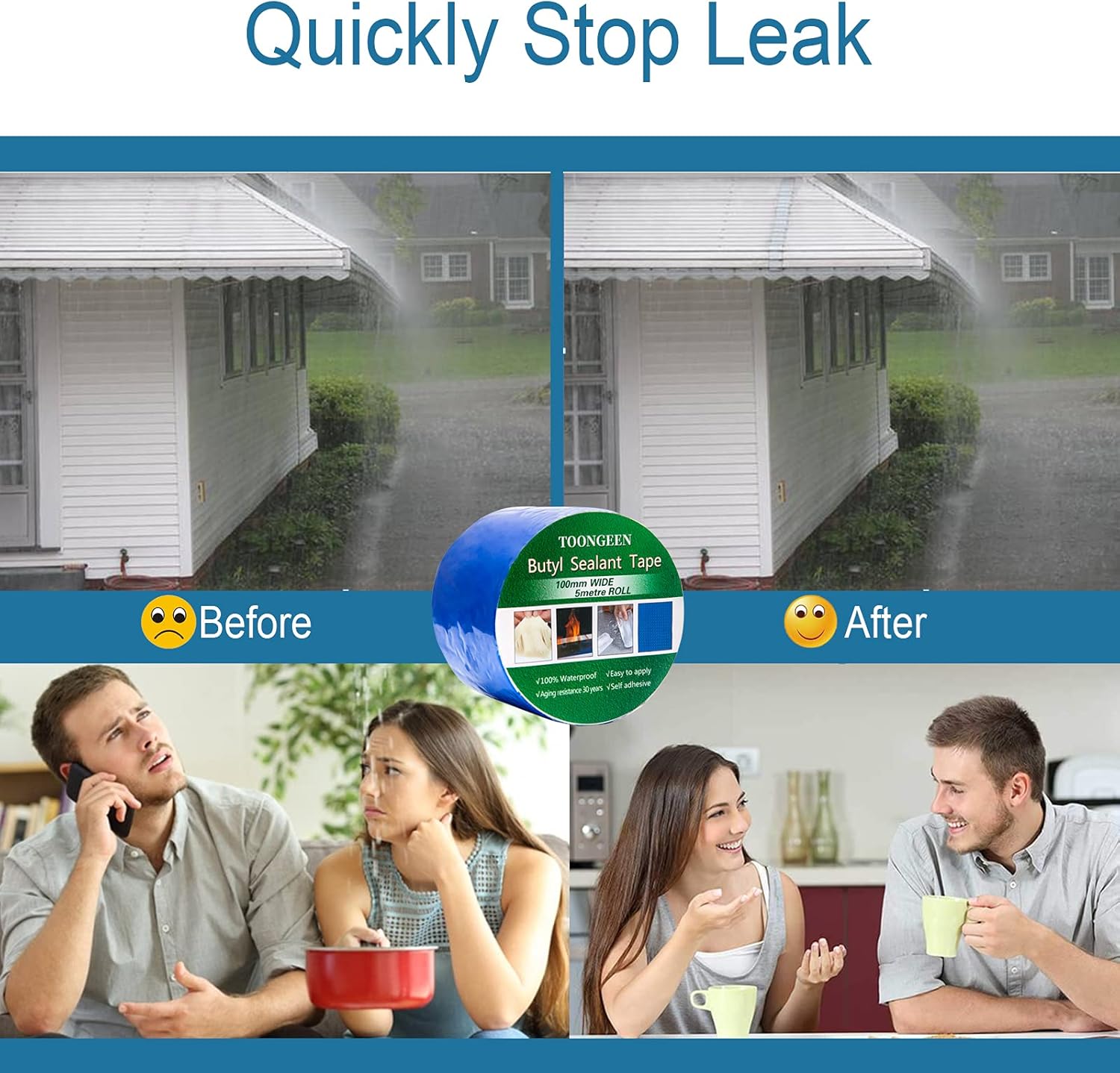 Waterproof Tape Outdoor Use for Leaks and Repair, Strong Roof Sealant ...