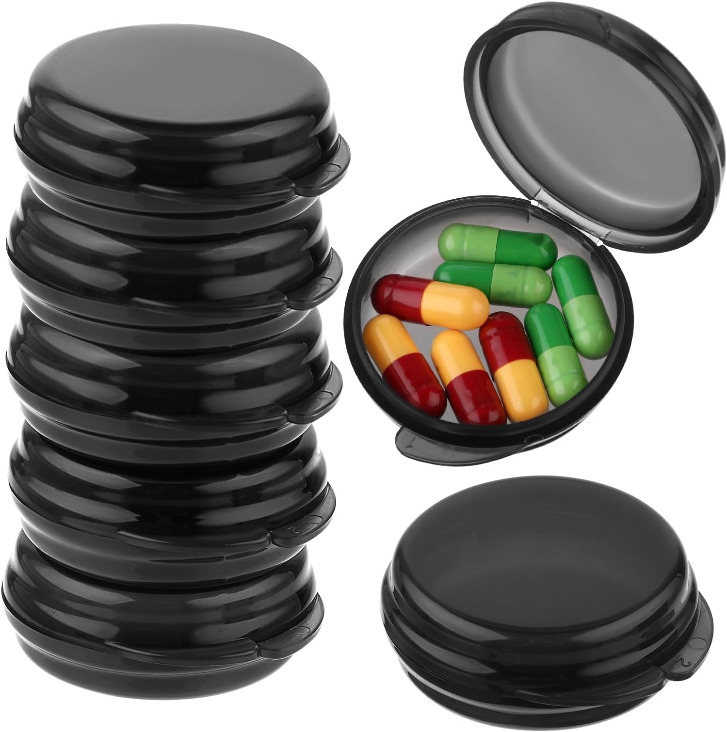 Amazon.com: Small Pill Box, Travel Round Pill Case, Portable Medicine ...