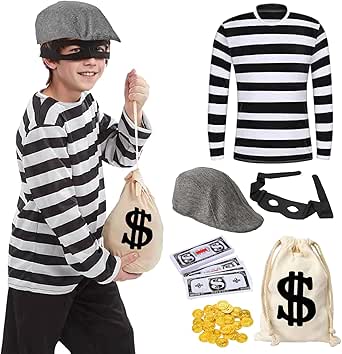 Robber Costume Children's Thief Bank Robber Boys Outfit Bandit Costume ...