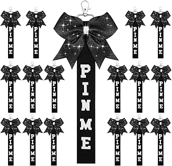 Japior 16Pcs Cheer Pin Me Ribbon Cheer Keychain Cheer Ribbon Pins with ...