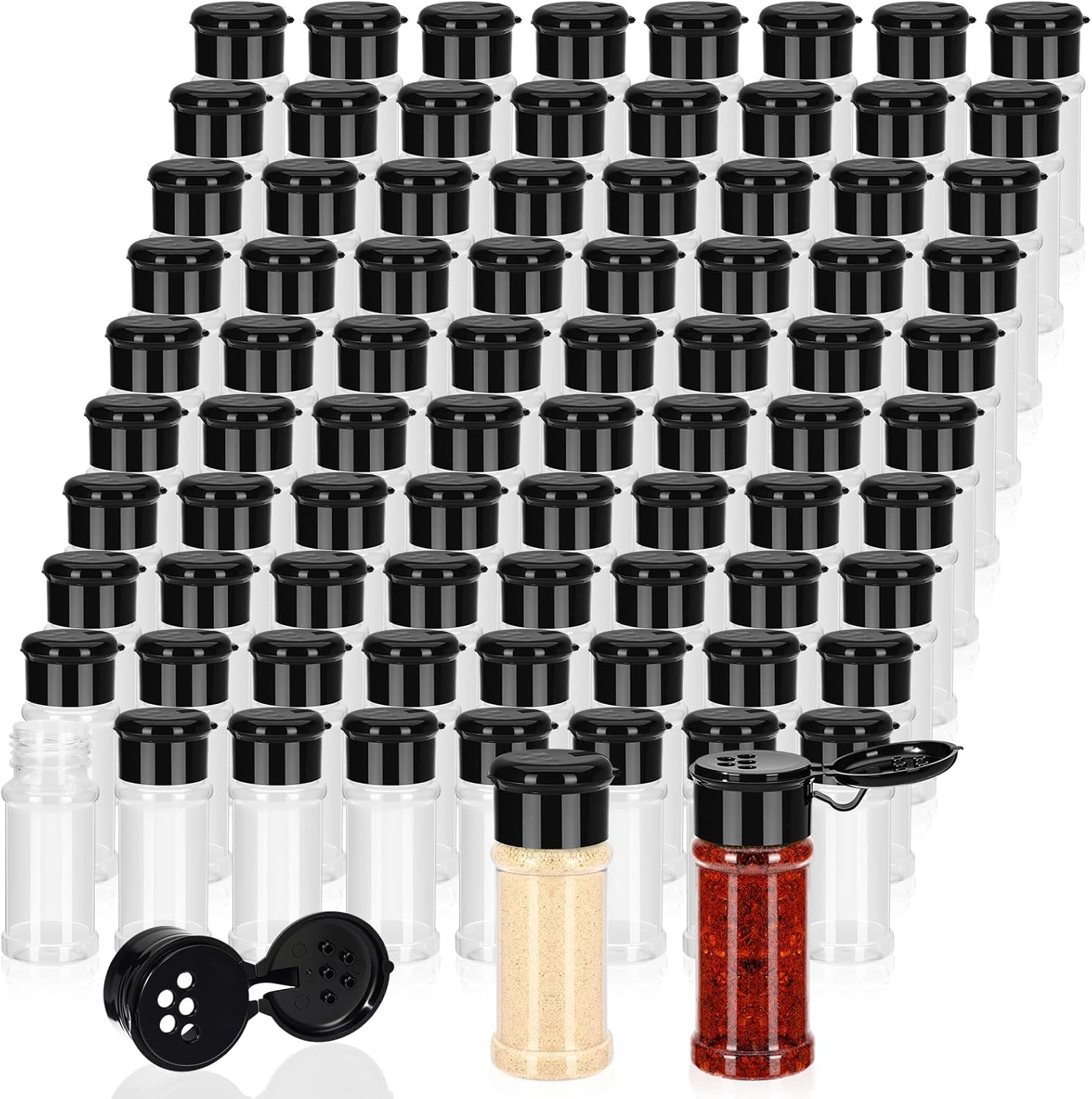 Amazon.com: Amyhill 100 Pcs Plastic Spice Bottles Spice Jars with Black ...