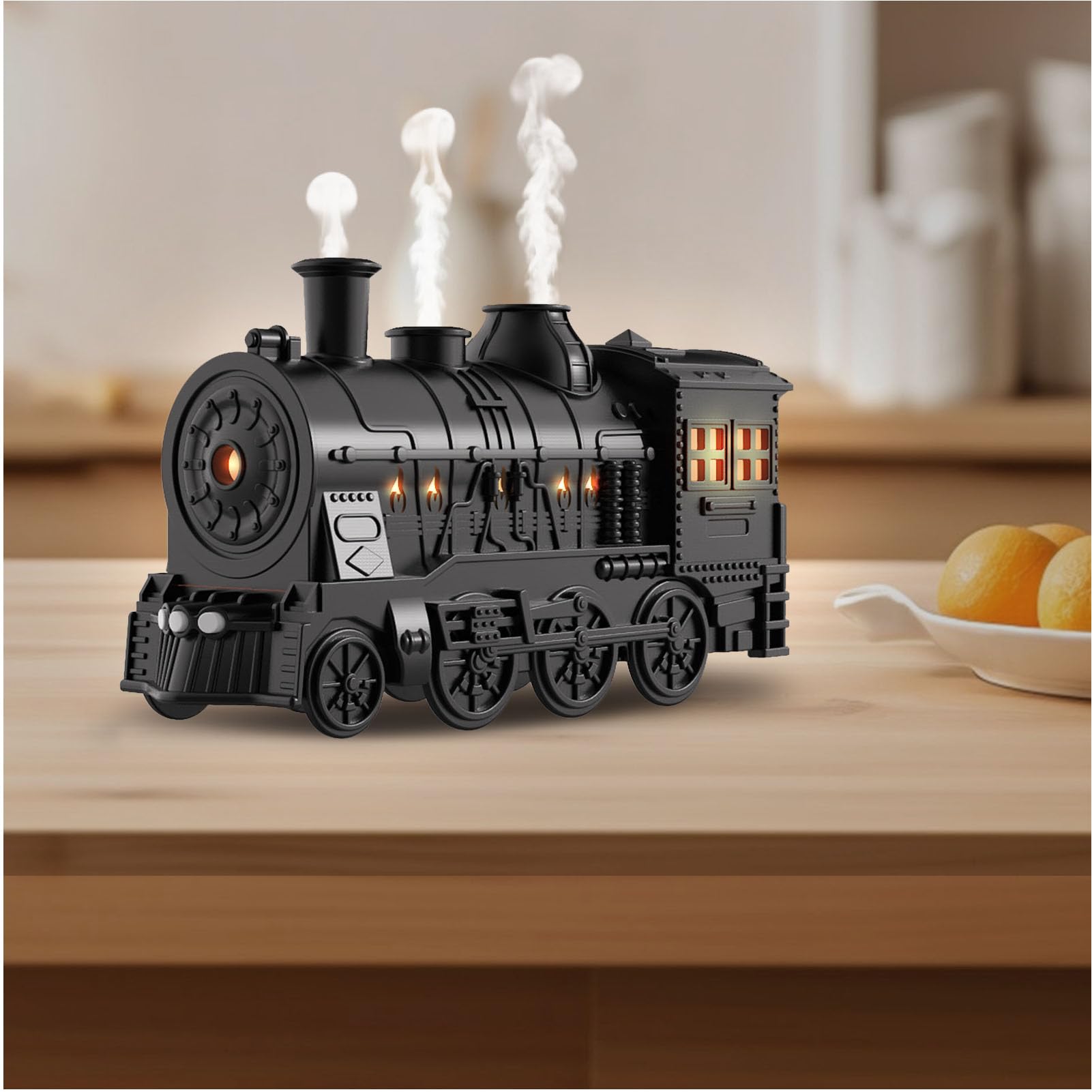 Cool Mist Humidifier, 2 Lighting Modes Negative Ions Train Shape ...