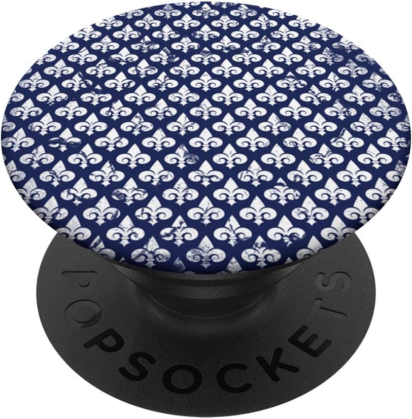 Amazon.com: Navy Blue Vintage Fleur De Lis Design PopSocket : Cell ...
