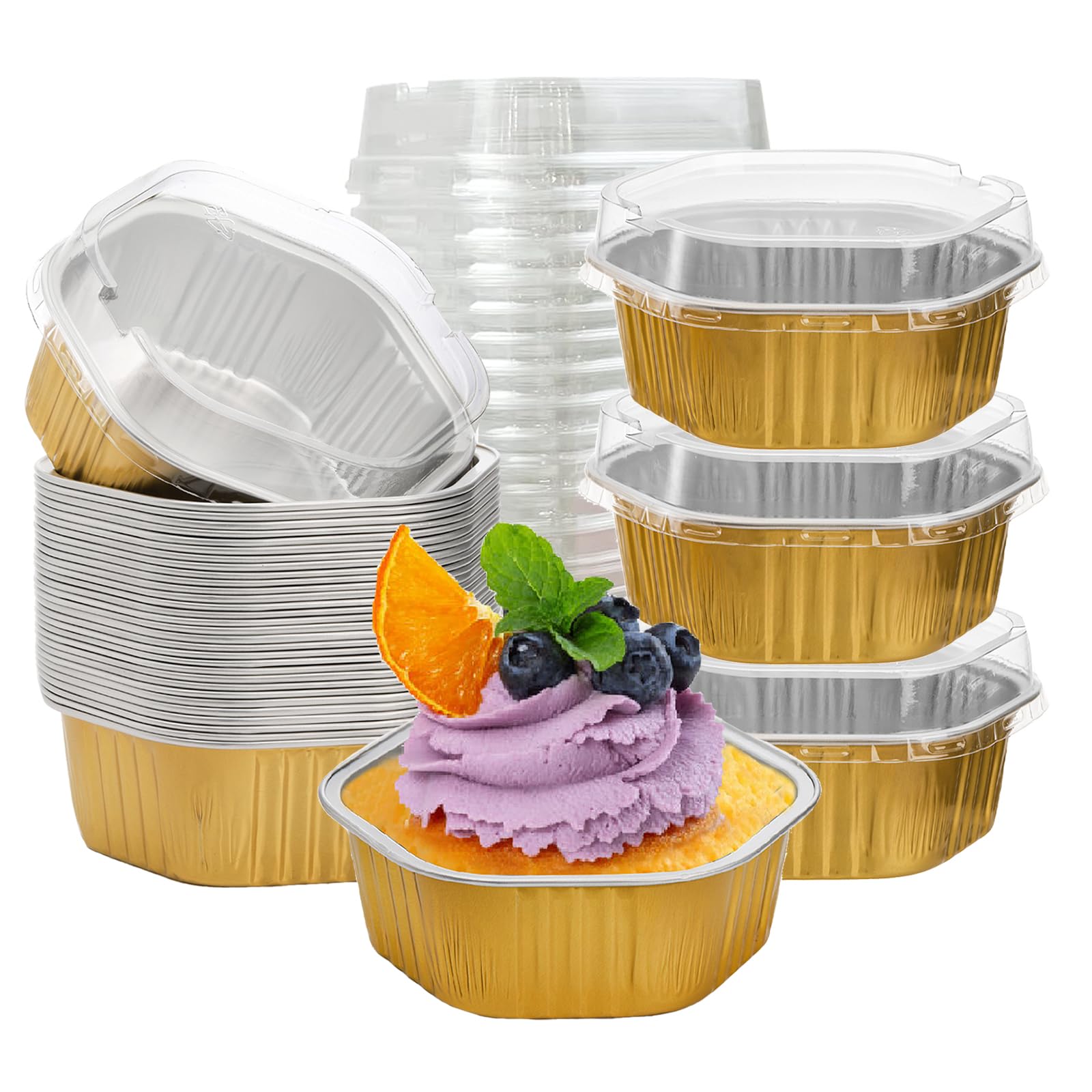 Amazon.com: Frcctre 35 Pack 13 Oz Aluminum Foil Baking Cups with Lids ...