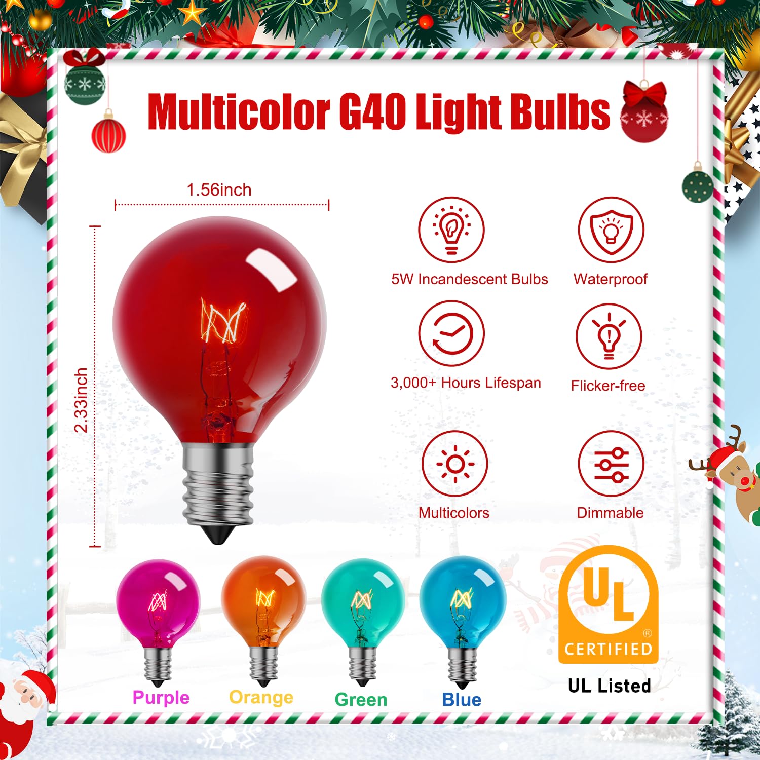 Snapklik.com : Brightown Multicolor G40 Christmas Replacement Light ...