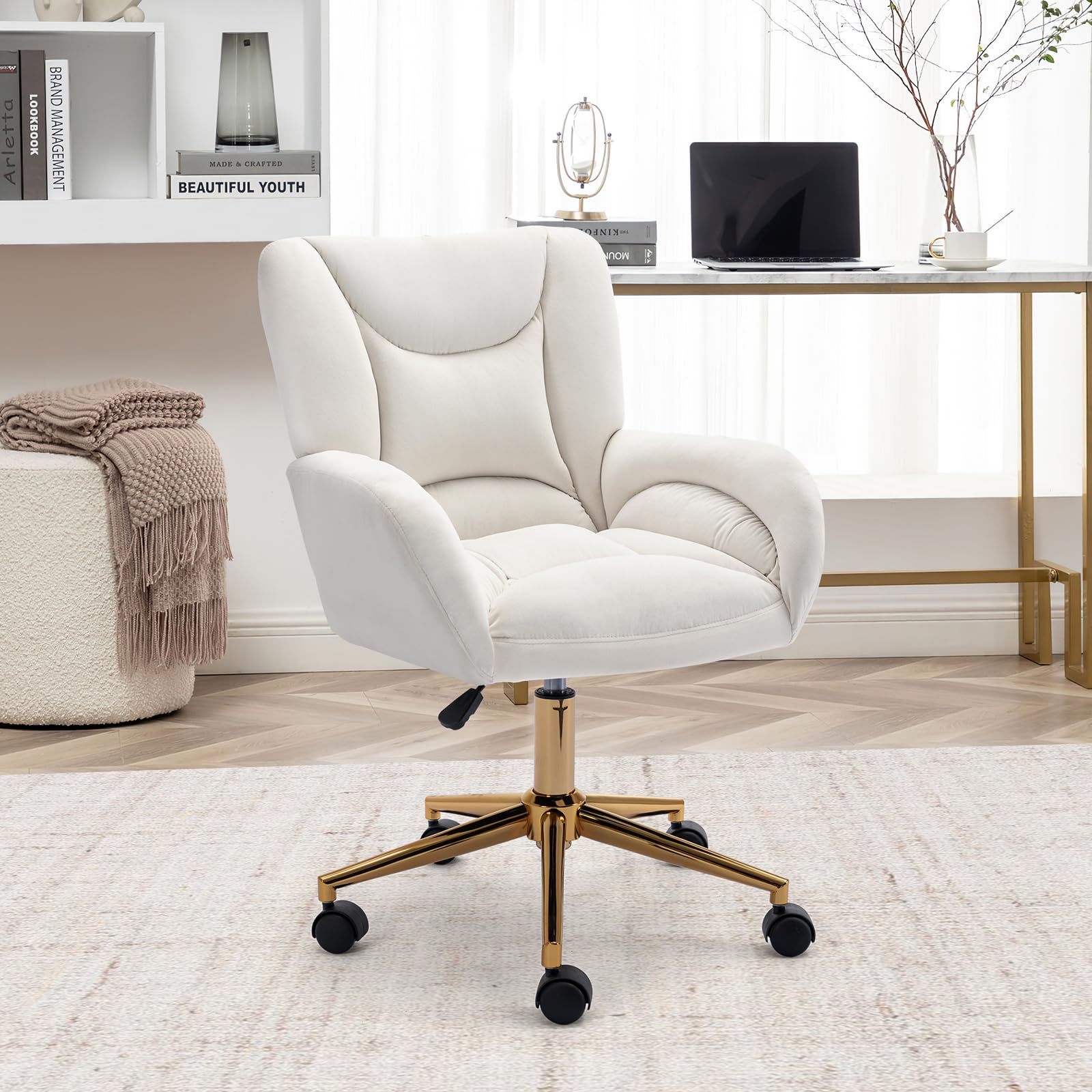 Amazon.com: Hommoo Desk Chair with Wheels and Arms Velvet Comfortable ...