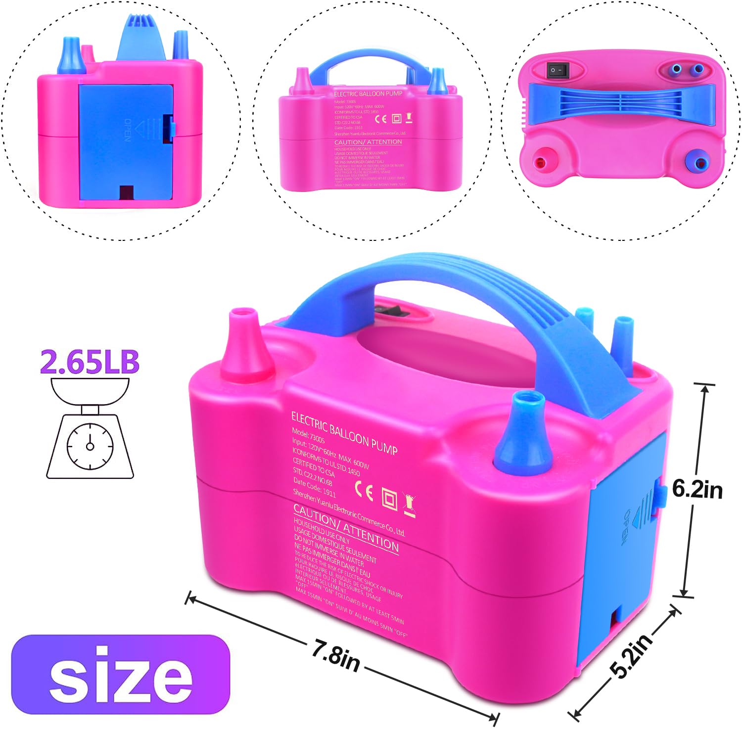 Snapklik.com : Electric Balloon Pump, Portable Dual Nozzle Blower Pump ...